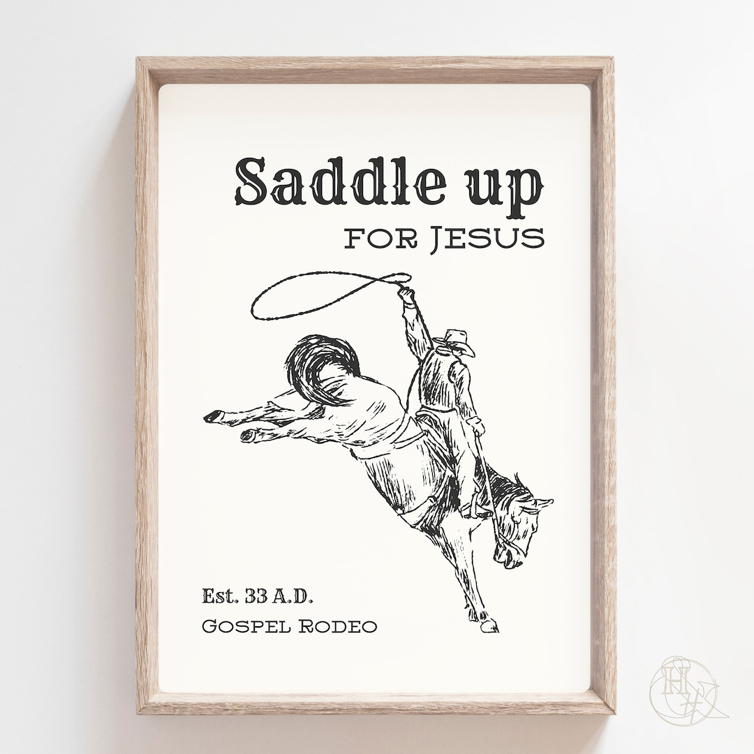 Cowboys and Jesus Western Print, Vintage Wild West Poster, Christian ...