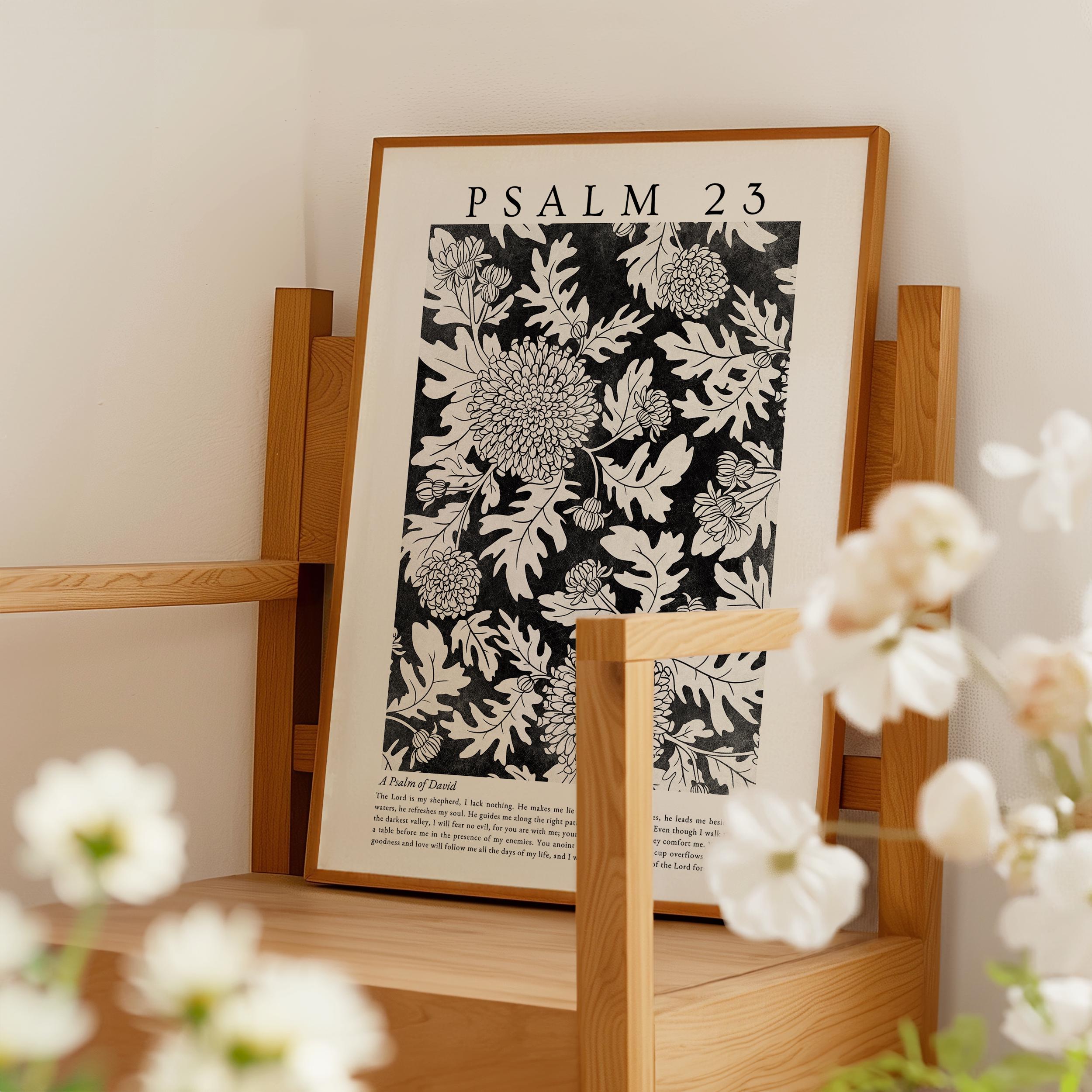 Floral Christian Art Psalm 23 Modern Faith Poster Minimal Farmhouse ...