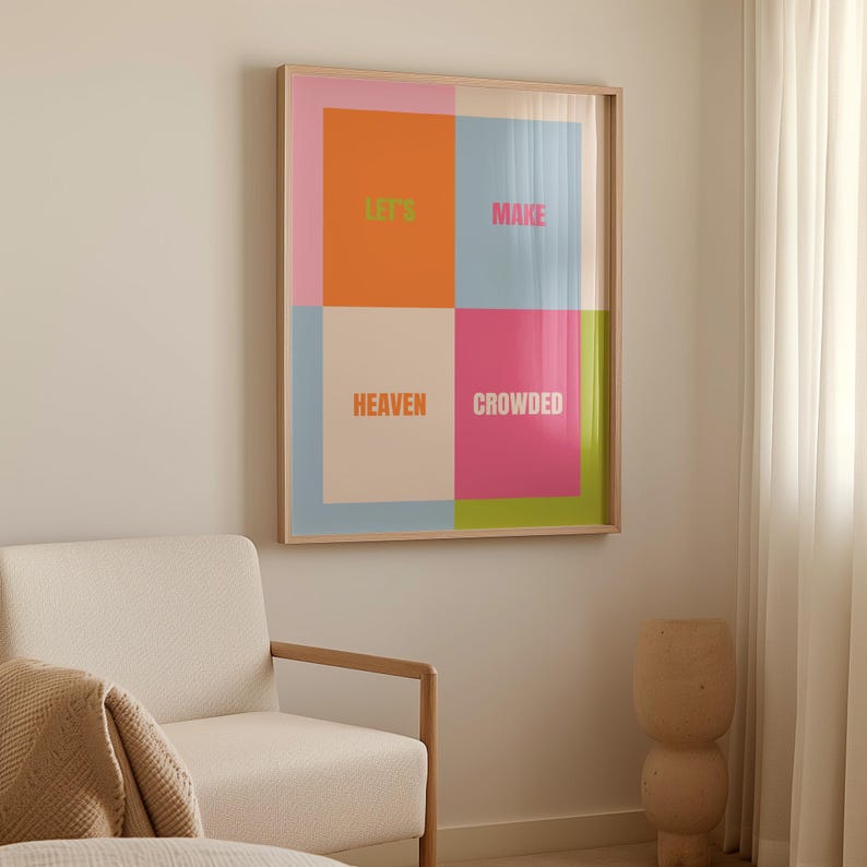 Let's Make Heaven Crowded Colorful Christian Modern Wall Art Retro ...
