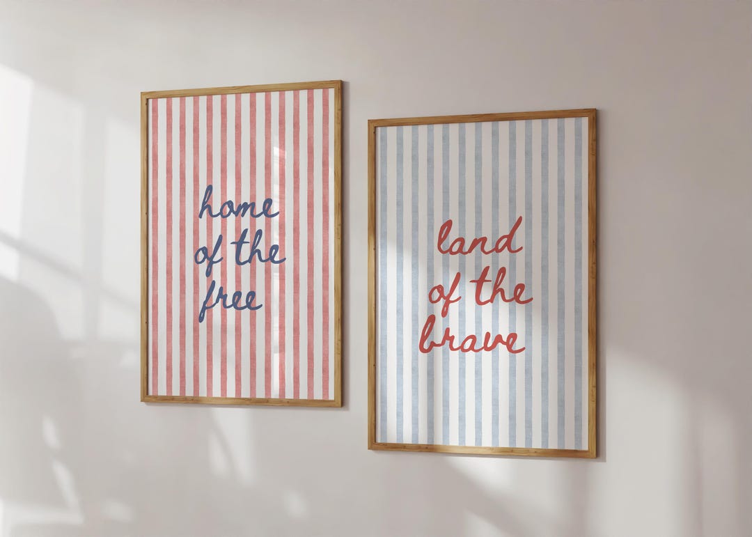 Home of the Free Land of the Brave Fourth of July Wall Art Set of Two ...