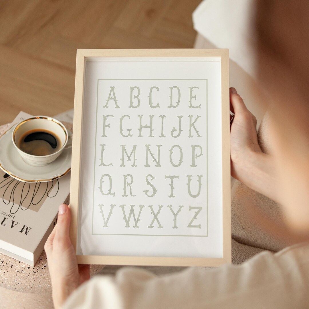 Sage Green Kids Room Decor Vintage ABC Printable Art Tasteful ...