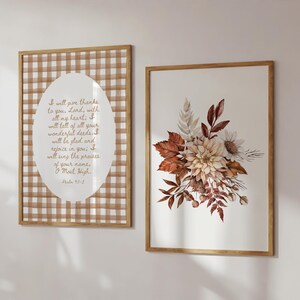 Vintage Christian Gallery Wall Set of 5 Bible Verse Prints Floral Fall ...