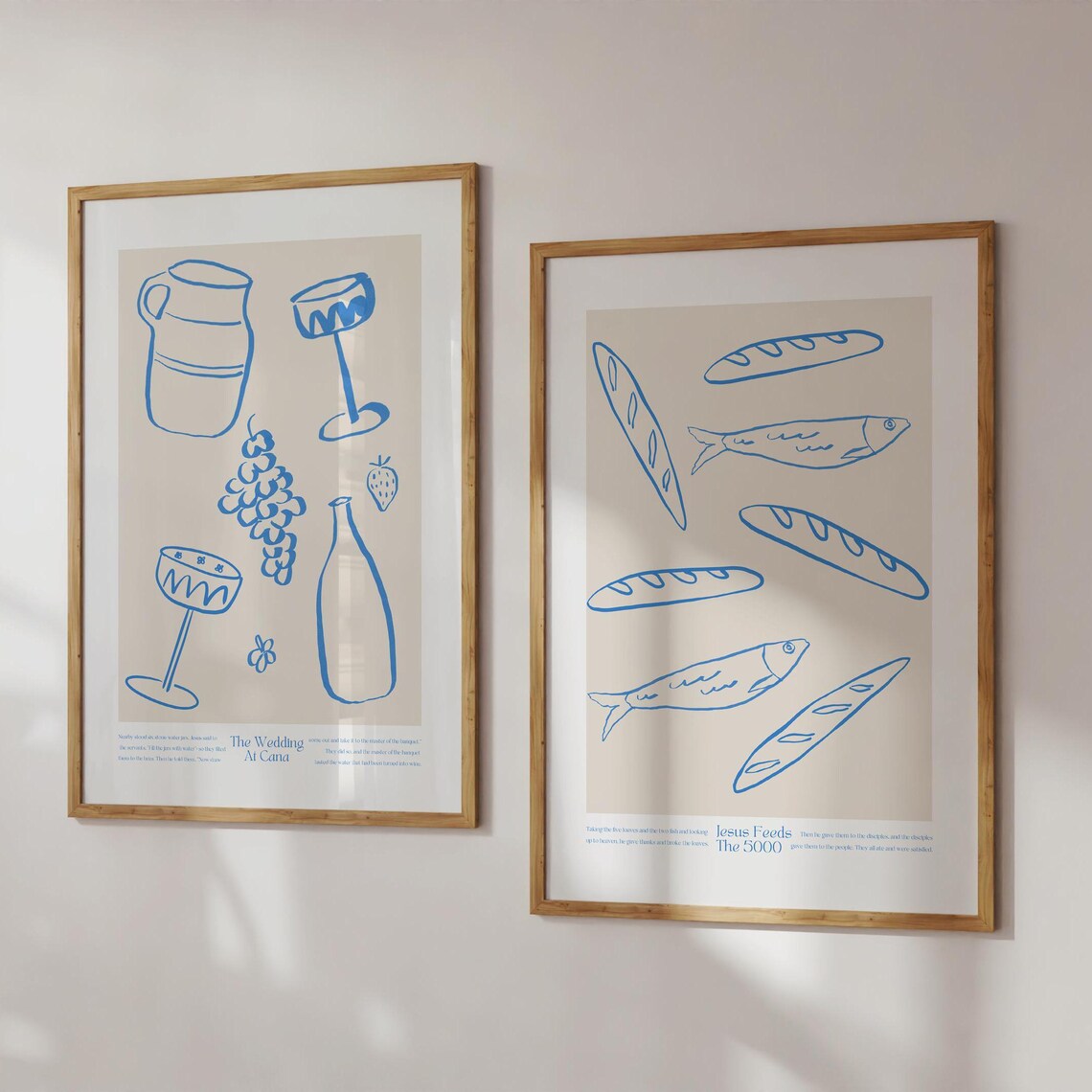 Christian Wall Art Set of 2 Jesus Feeds the 5000 Wedding at Cana ...