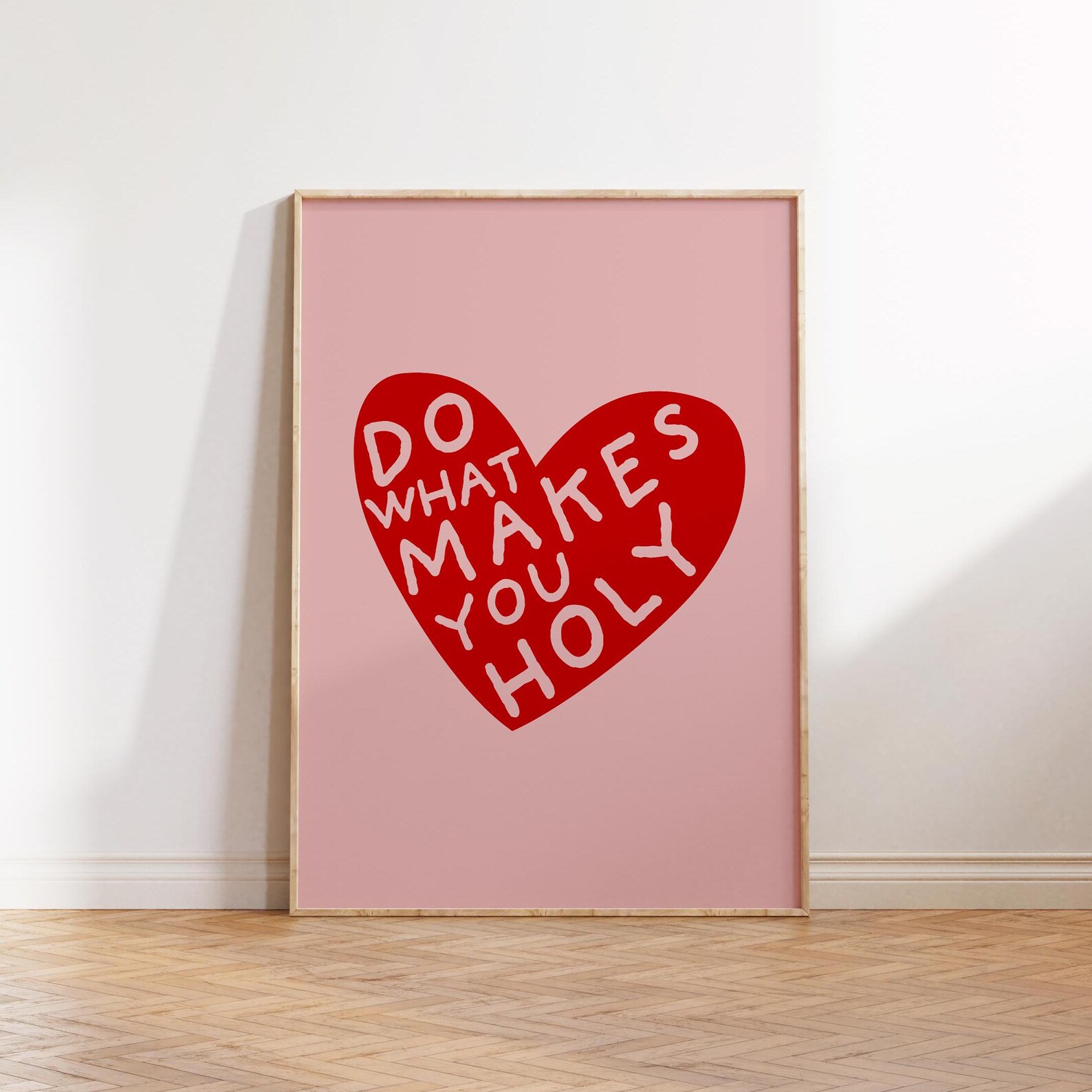 Trendy Christian Art Pink and Red Heart Poster Do What Makes You Holy ...