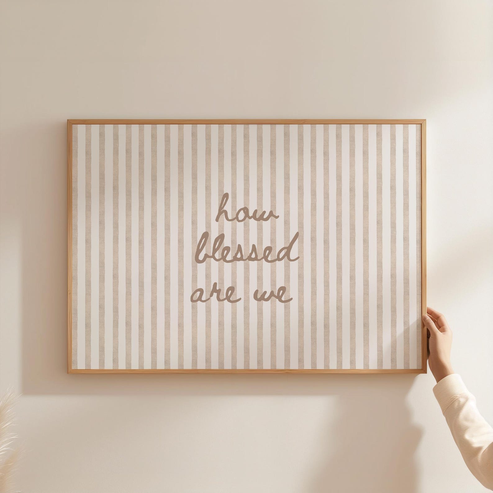 Neutral Bible Verse Wall Art How Blessed Are We Striped Poster ...
