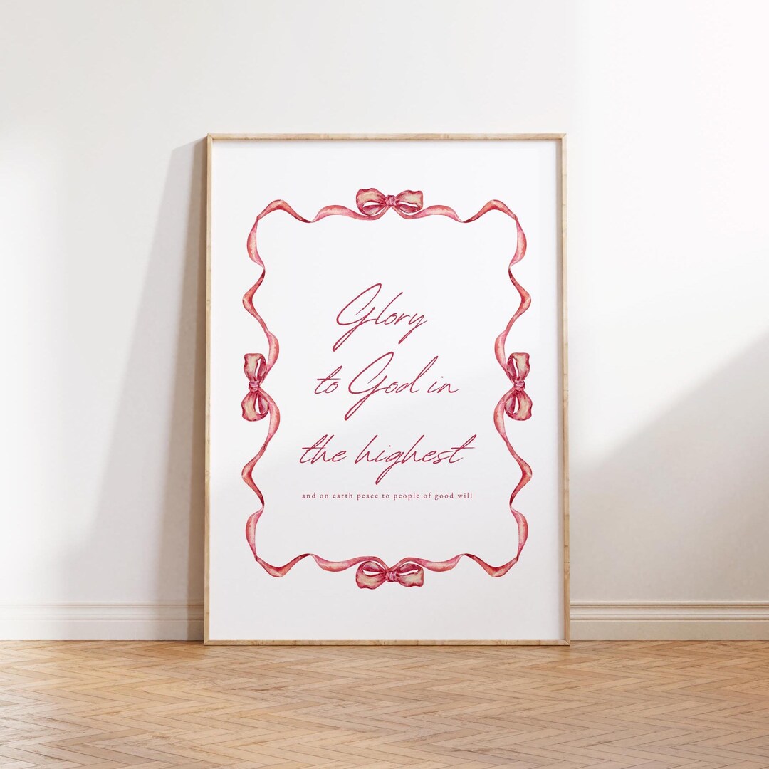 Glory to God in the Highest Coquette Christian Poster Trendy Bow Wall ...