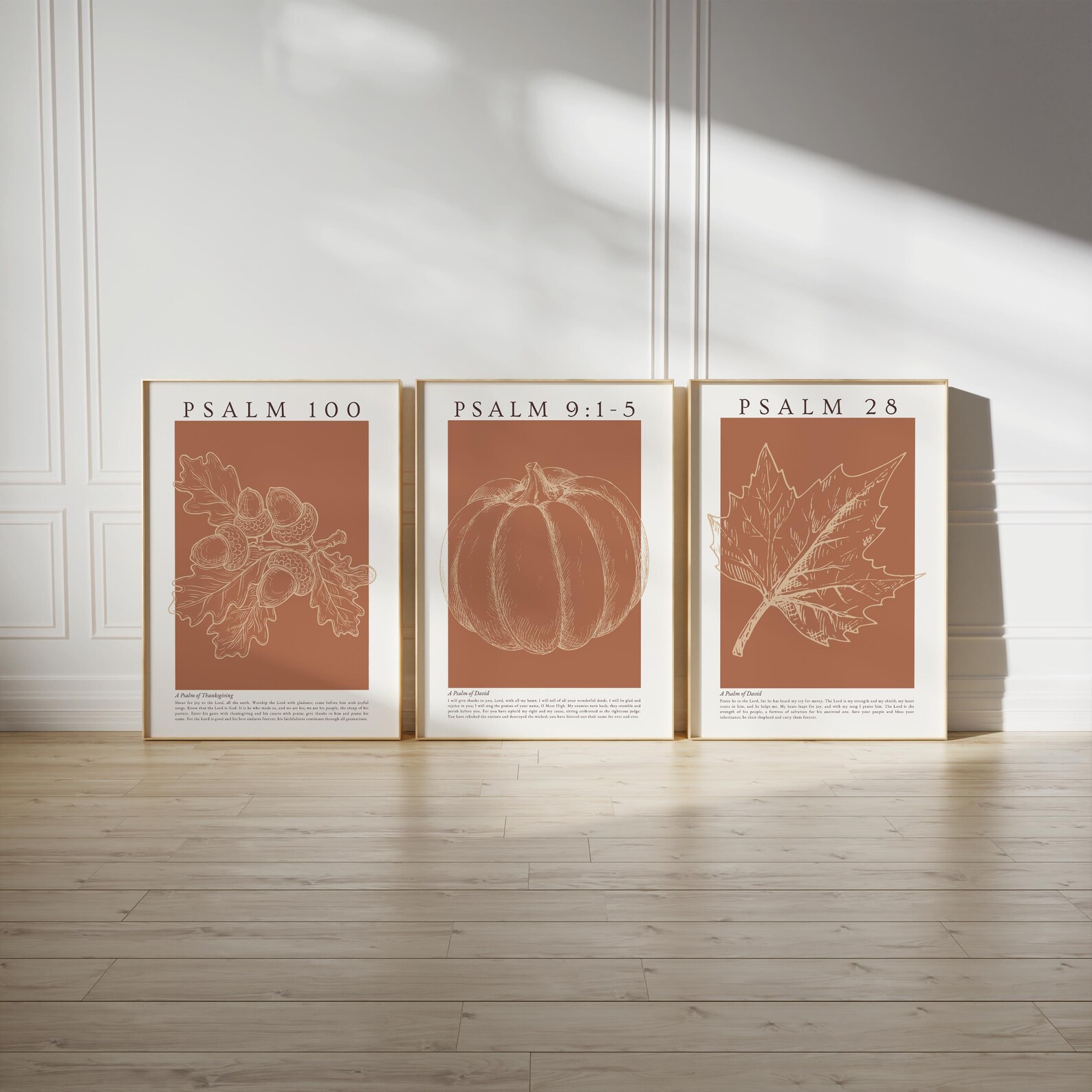 Modern Fall Bible Verse Art Set of 3 Christian Posters Psalm Minimalist ...