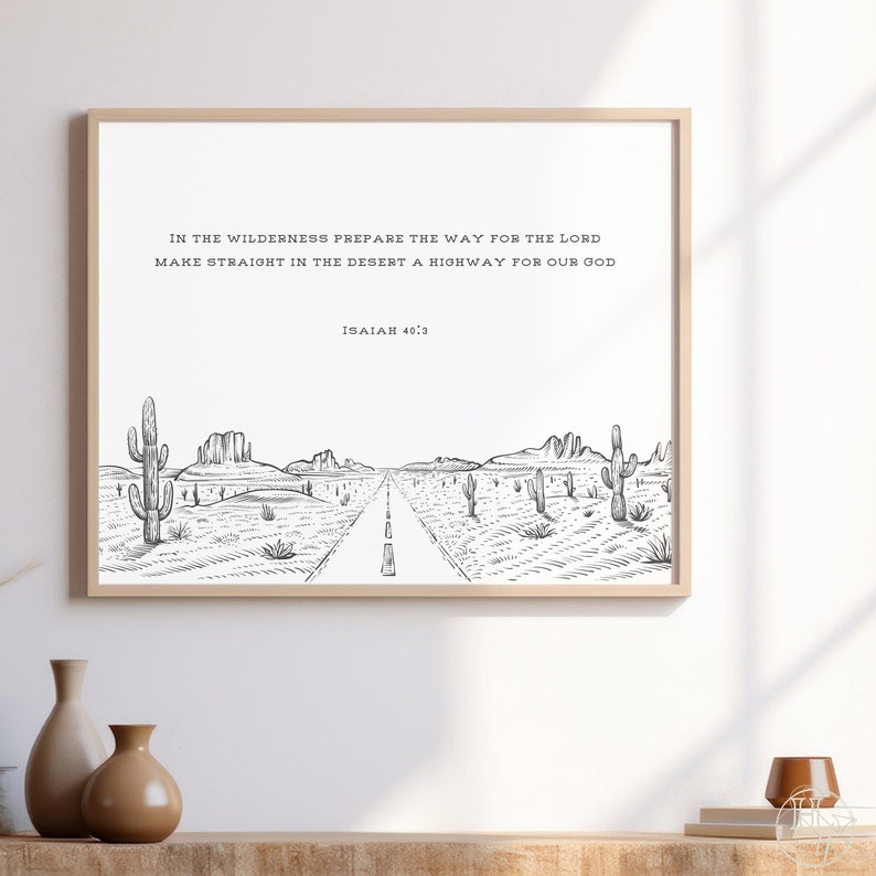 Desert Landscape Bible Verse Print Present for Home, Modern Christian ...