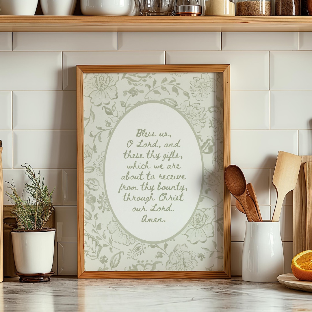 Catholic Mealtime Prayer Sign Blessing Before Meals Wall Art Vintage ...