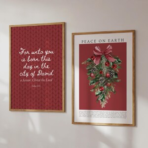 Modern Christian Christmas Gallery Wall Set of 6 Bible Verse Holiday ...
