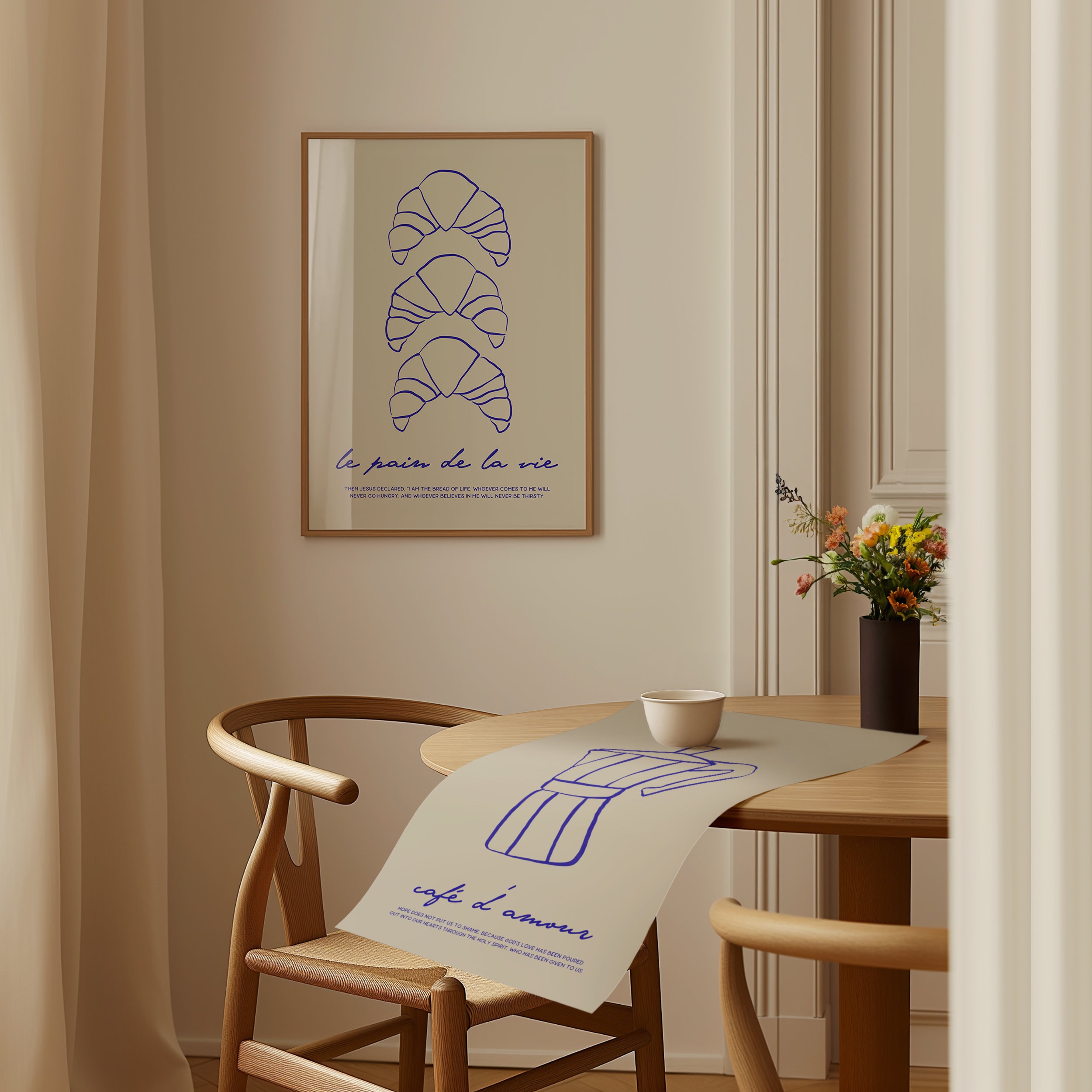 Kitchen Christian Poster Set of Two, Bread of Life Bible Verse Wall Art ...