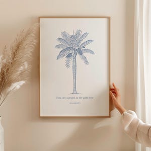 Palm Tree Bible Verse Poster Coastal Christian Artwork Peaceful ...