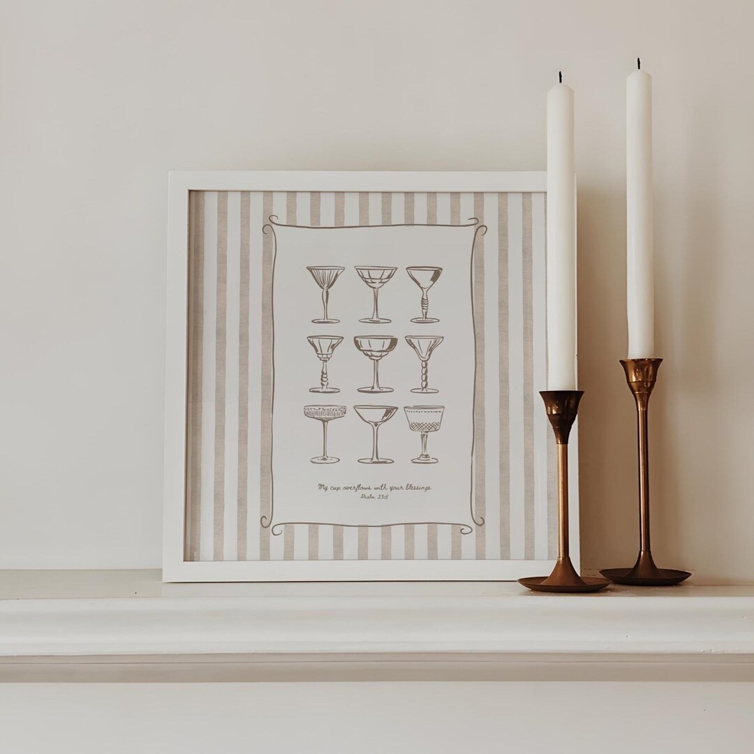 Neutral Psalms Bible Verse Poster- Psalm 23 My Cup Overflows With ...