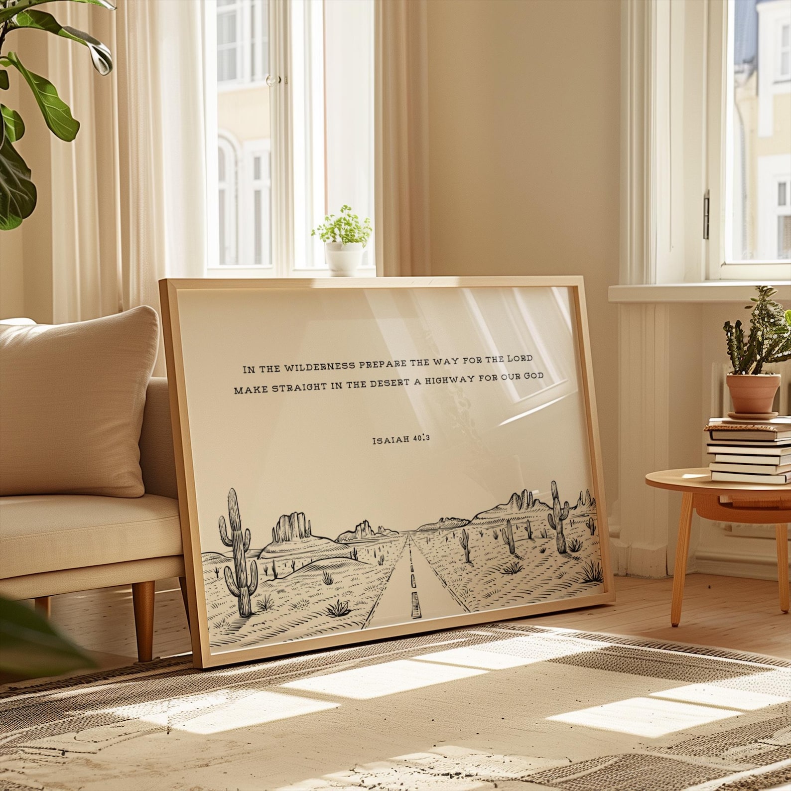 Desert Landscape Bible Verse Print Present for Home, Modern Christian ...