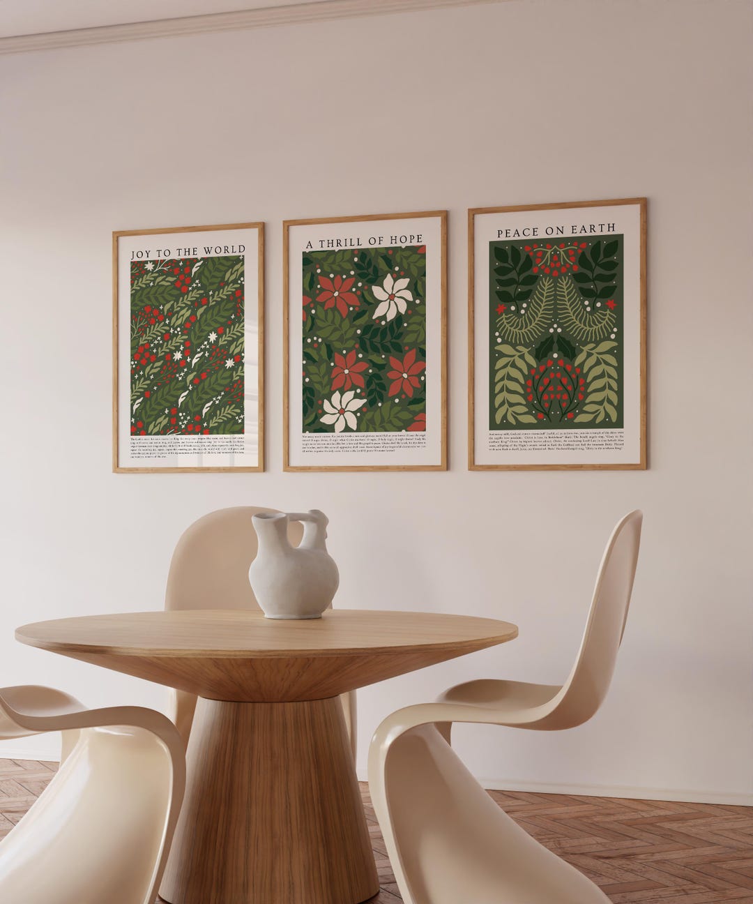 Modern Christmas Christian Wall Art Set of Three Christmas Hymn Poster ...