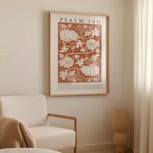 Psalm 100 Wall Art Christian Fall Decor Vintage Autumn Print Pumpkin ...