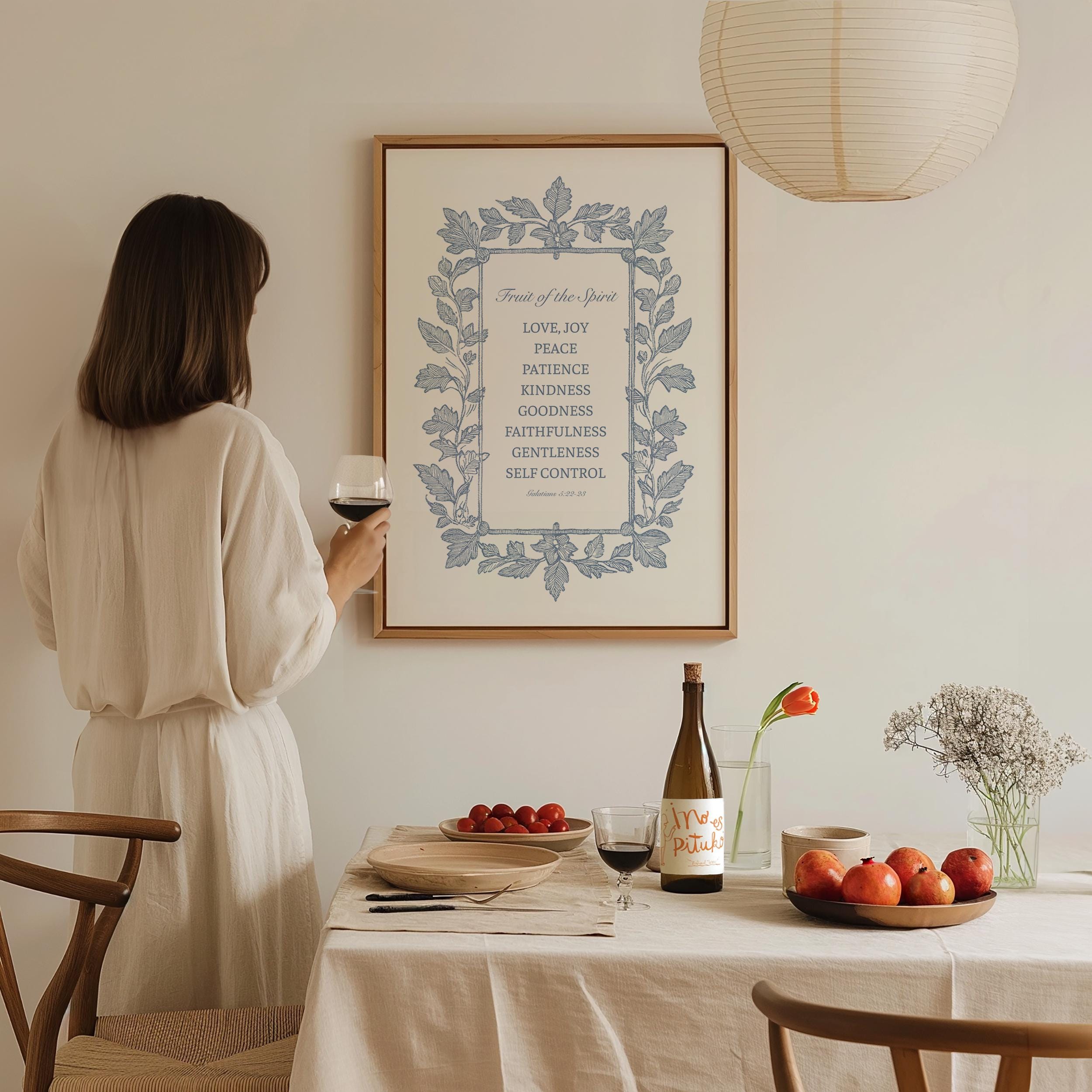 Fruit of the Spirit Poster Vintage Scripture Wall Art Elegant Christian ...