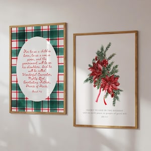 Modern Christian Christmas Gallery Wall Set of 6 Bible Verse Holiday ...