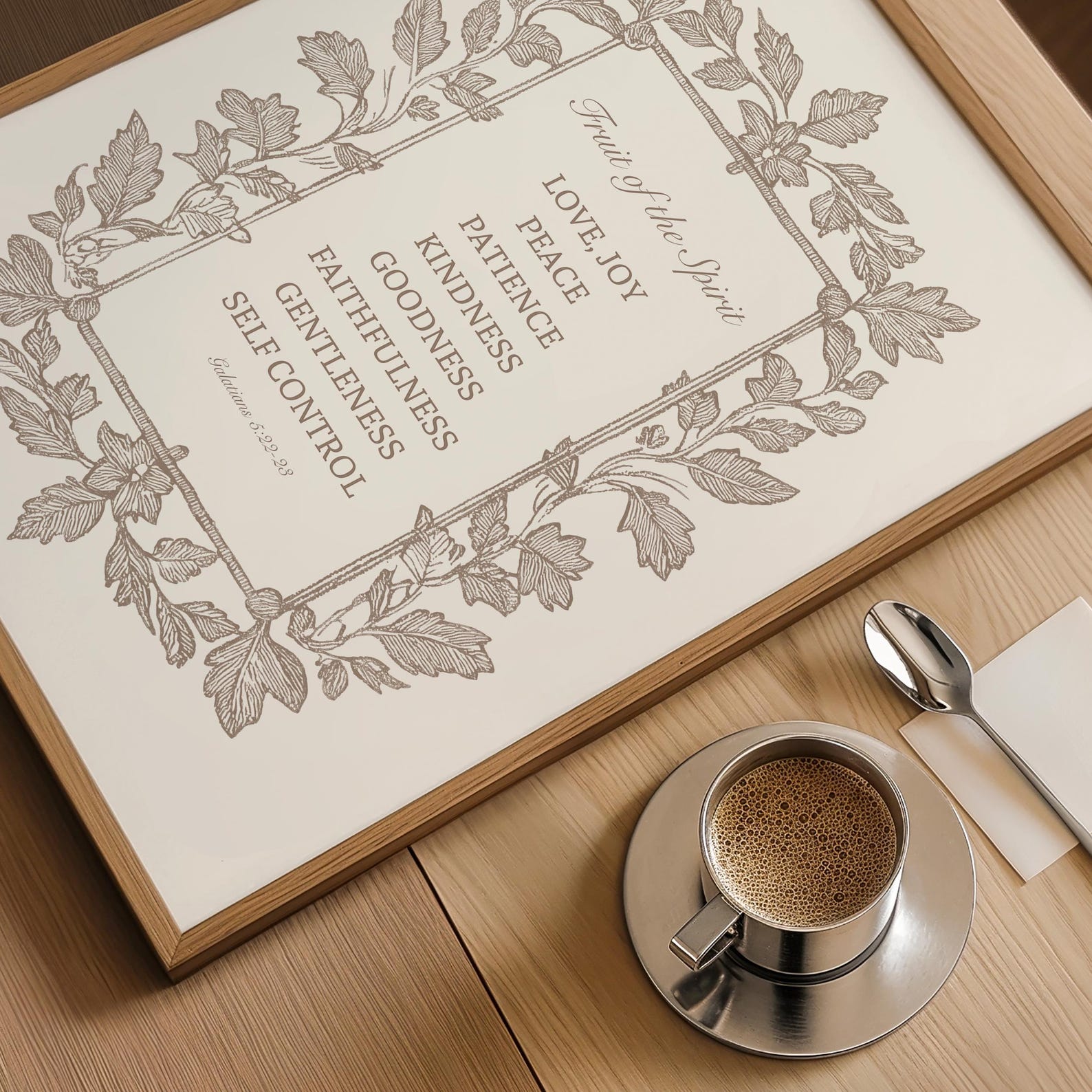 Vintage Fruit of the Spirit Wall Art Neutral Bible Verse Print Modern ...