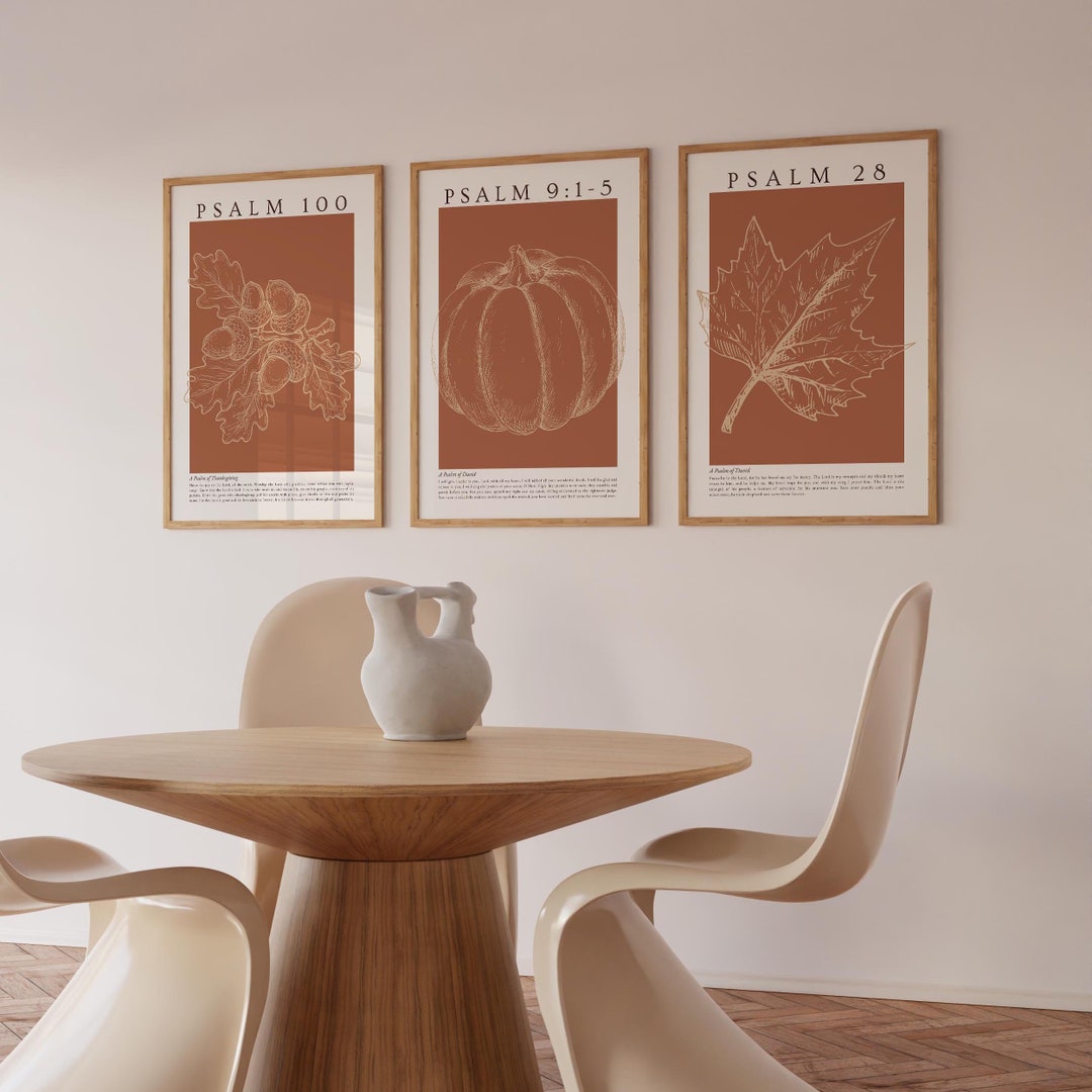 Modern Fall Bible Verse Art Set of 3 Christian Posters Psalm Minimalist ...