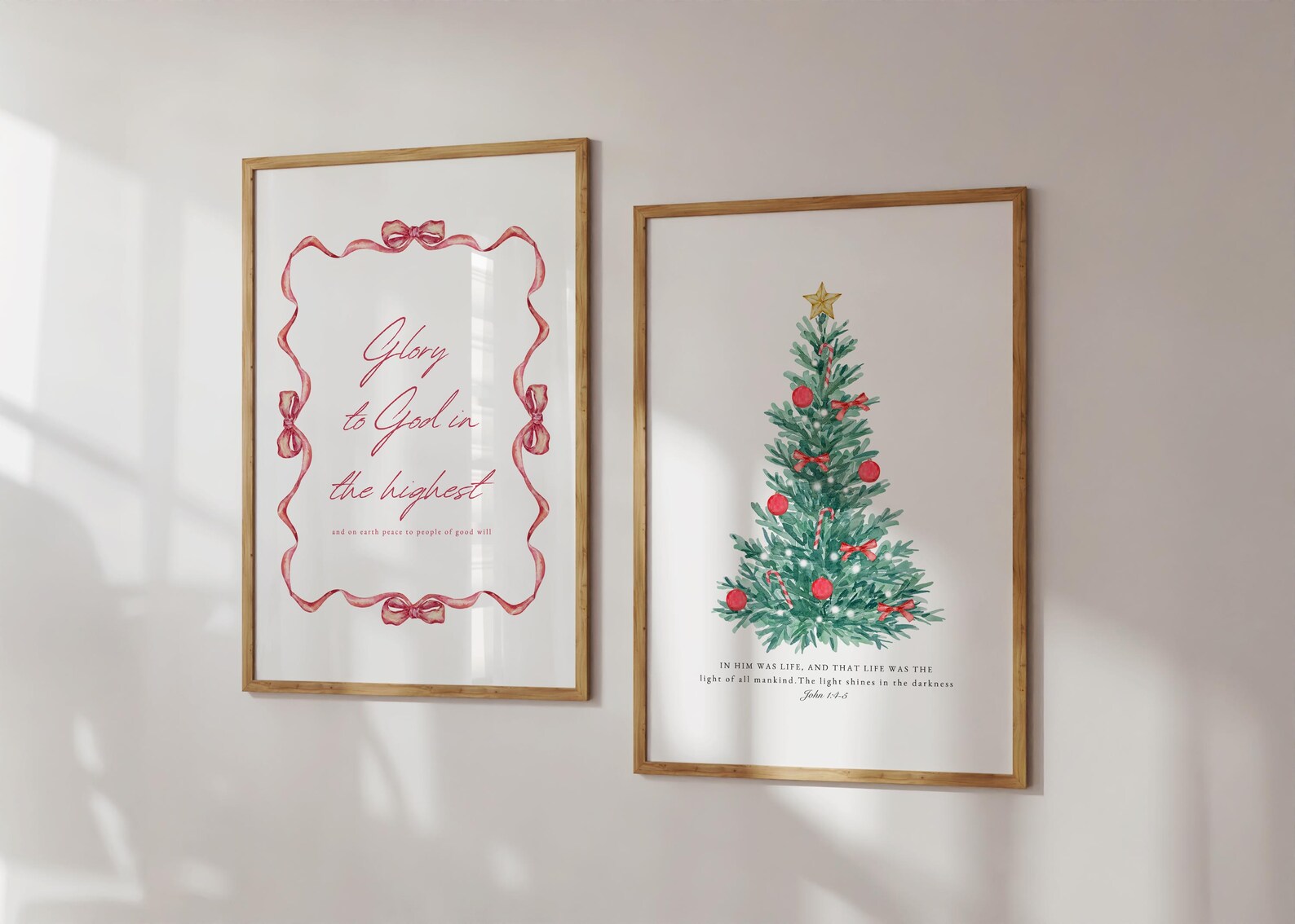 Coquette Christmas Bible Verse Poster Set of Six Modern Christian ...