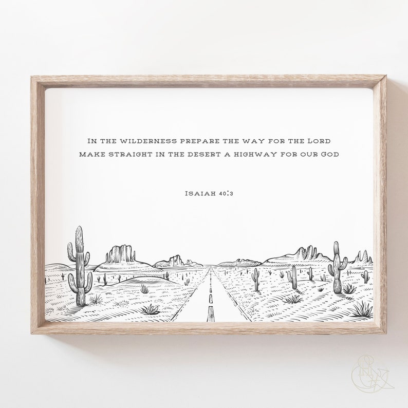 Desert Landscape Bible Verse Print Present for Home, Modern Christian ...