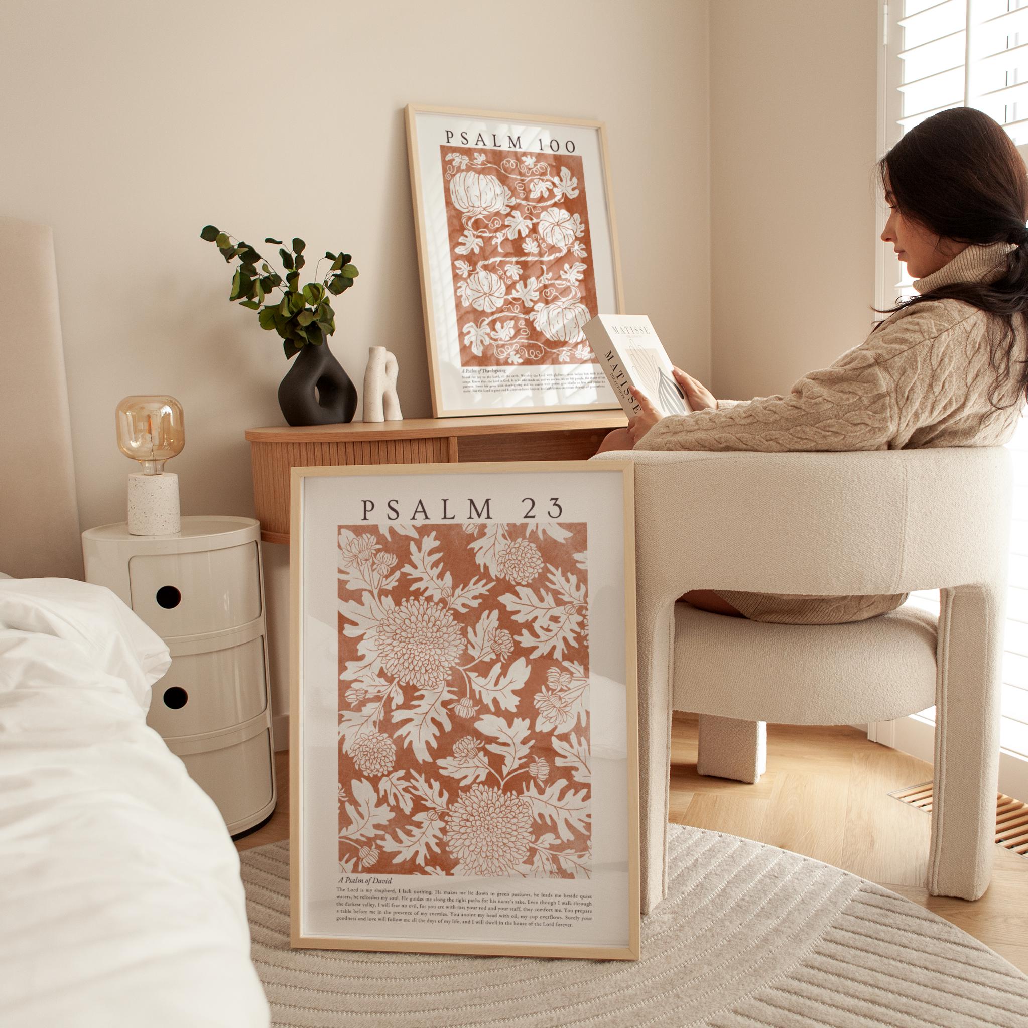 Fall Botanical Psalms Art Print Set of Two Christian Modern Art Orange ...