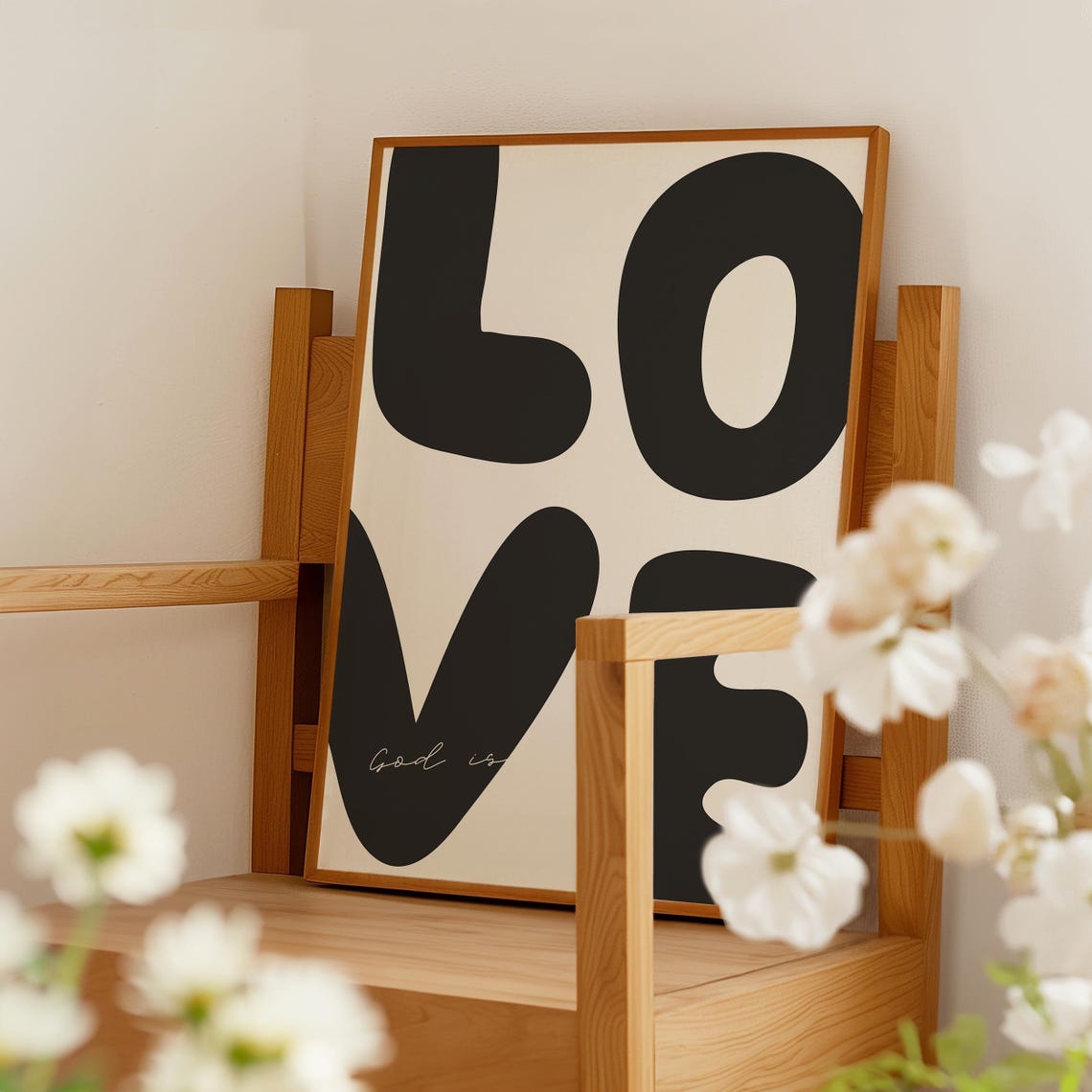 Retro God is Love Bible Verse Poster, B&W Aesthetic Christian Print ...