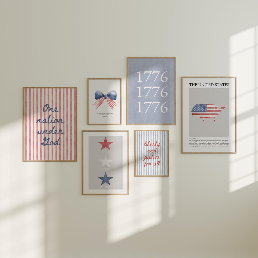 Fourth of July Bible Verse Wall Art Set of 6 Modern Christian Gallery ...