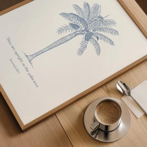 Palm Tree Bible Verse Poster Coastal Christian Artwork Peaceful ...