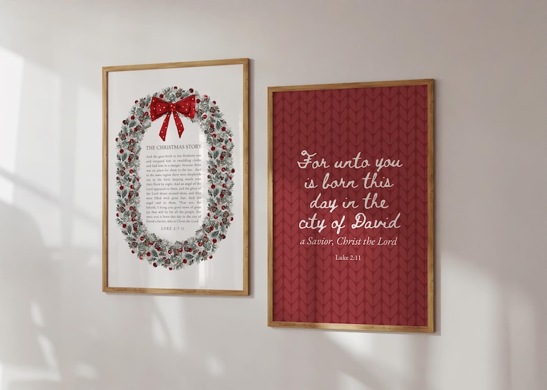 Modern Farmhouse Christmas Wall Art Holiday Bible Verse Prints Set of 6 ...