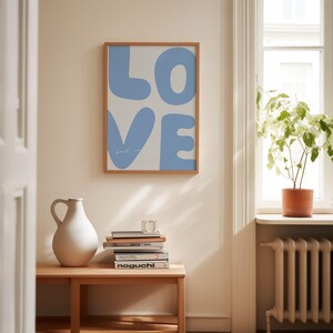 Retro Christian Affirmation Printable Wall Art, Monochromatic Blue God ...