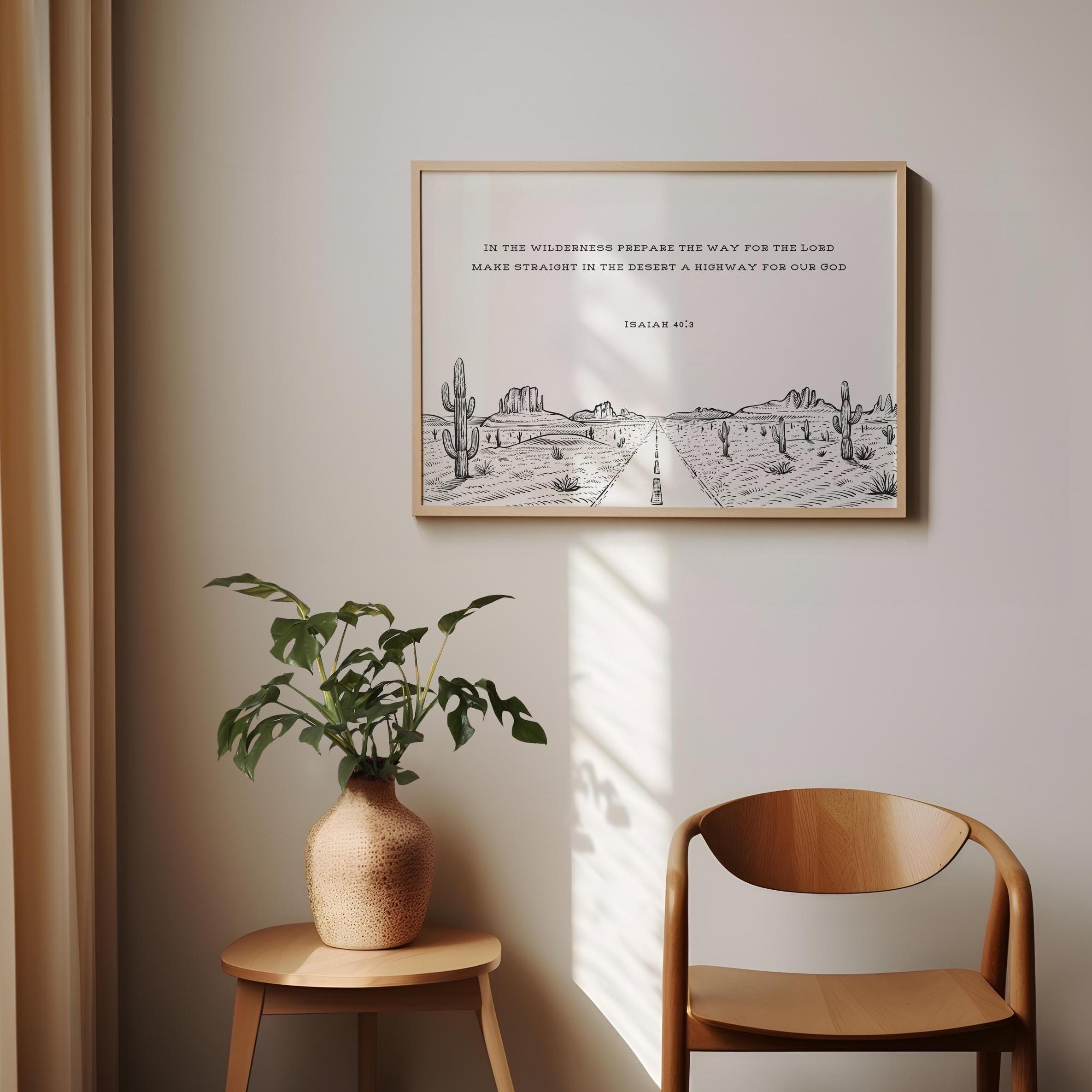 Desert Landscape Bible Verse Print Present for Home, Modern Christian ...