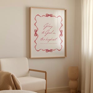 Glory to God in the Highest Coquette Christian Poster Trendy Bow Wall ...