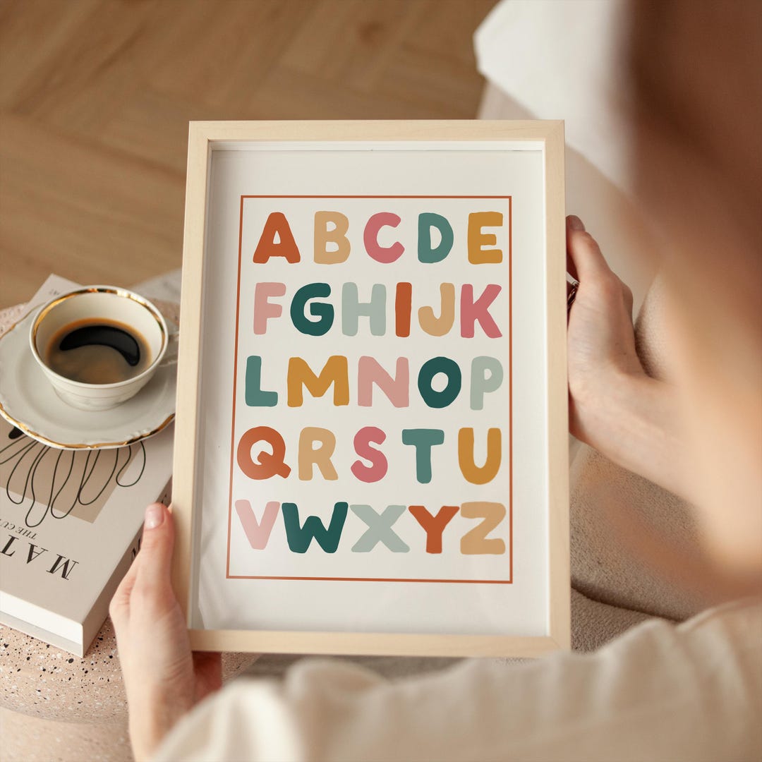 Colorful ABC Poster: Handwritten Alphabet Print for Kids Playroom ...