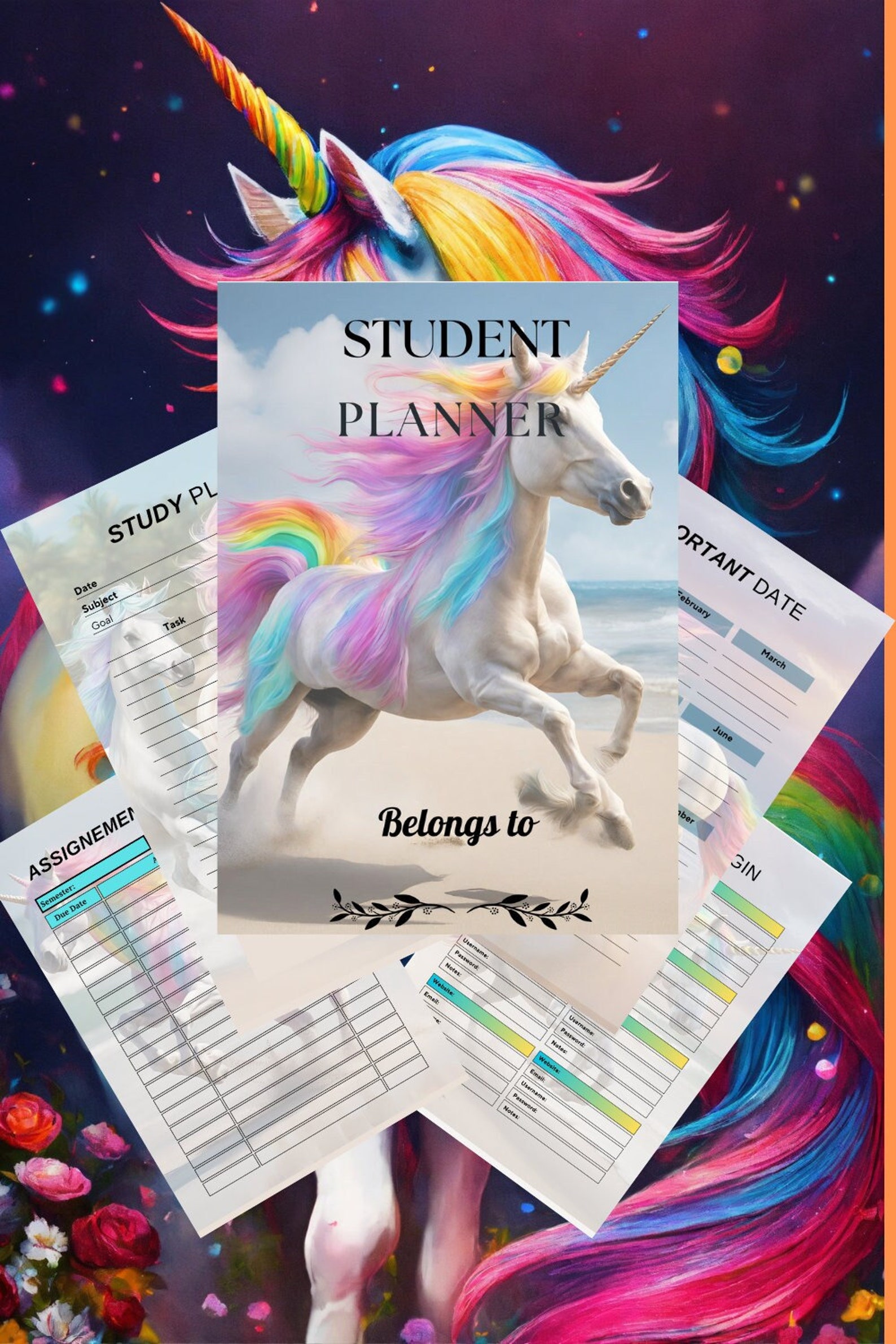 Student Planner- Unicorn Edition - Etsy