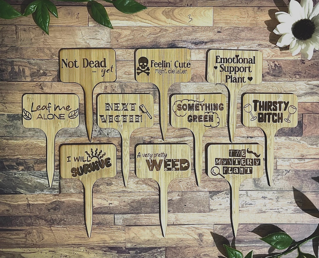 Funny Bamboo Plant Markers: Joke Garden Stakes, Set of 10 - Etsy
