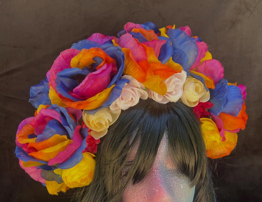 XL Rainbow Floral Headband: Festival Headpiece - Etsy