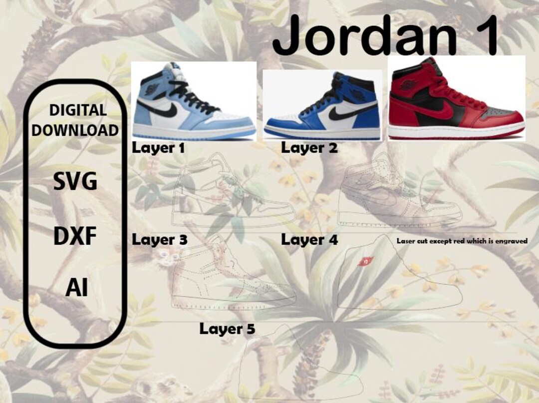 Jordan 1s Laser Cut Files | Custom Sneaker Design Templates | Digital ...