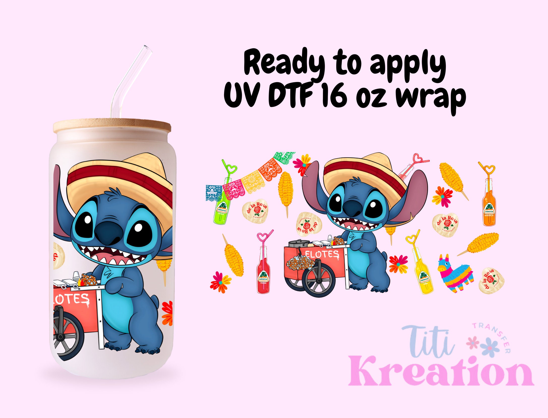 UV Dtf Wrapphysical Peoduct Mexican Stitch Cup Wrapelote Cart Stitch ...