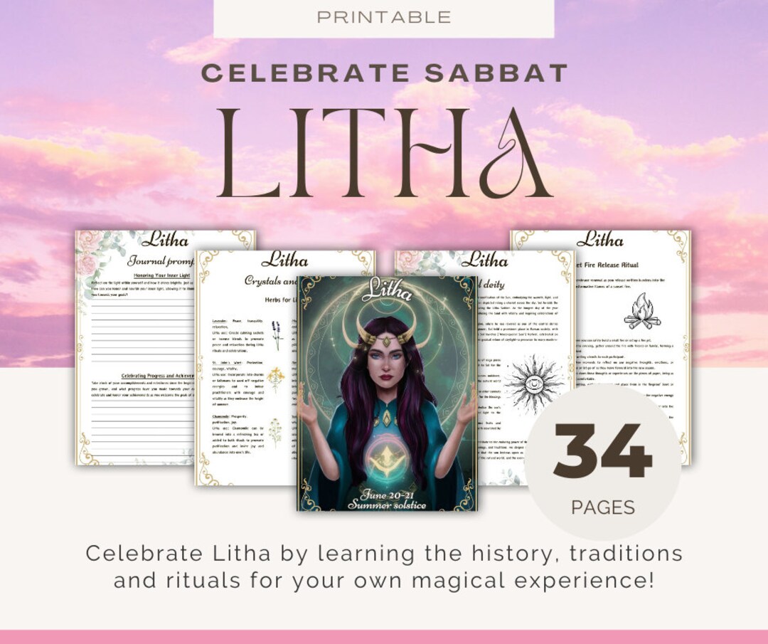 Litha Sabbat Grimoire Pages | History, Crystals, Herbs, Rituals, Journal Prompts, Spells and ...