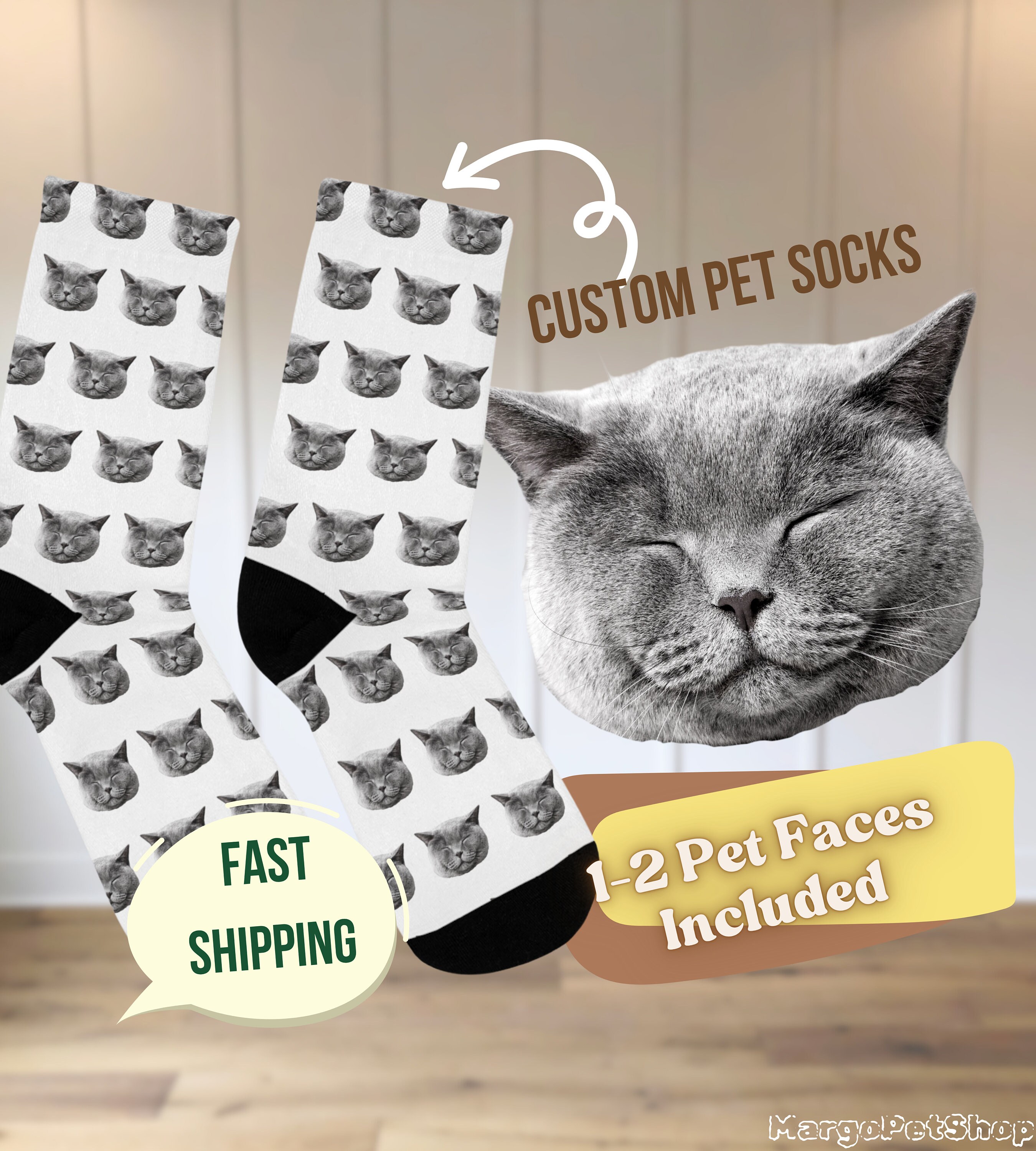 CUSTOM Cat Socks Cat Photo Socks GIFT Personalized Socks CUSTOM Pet ...