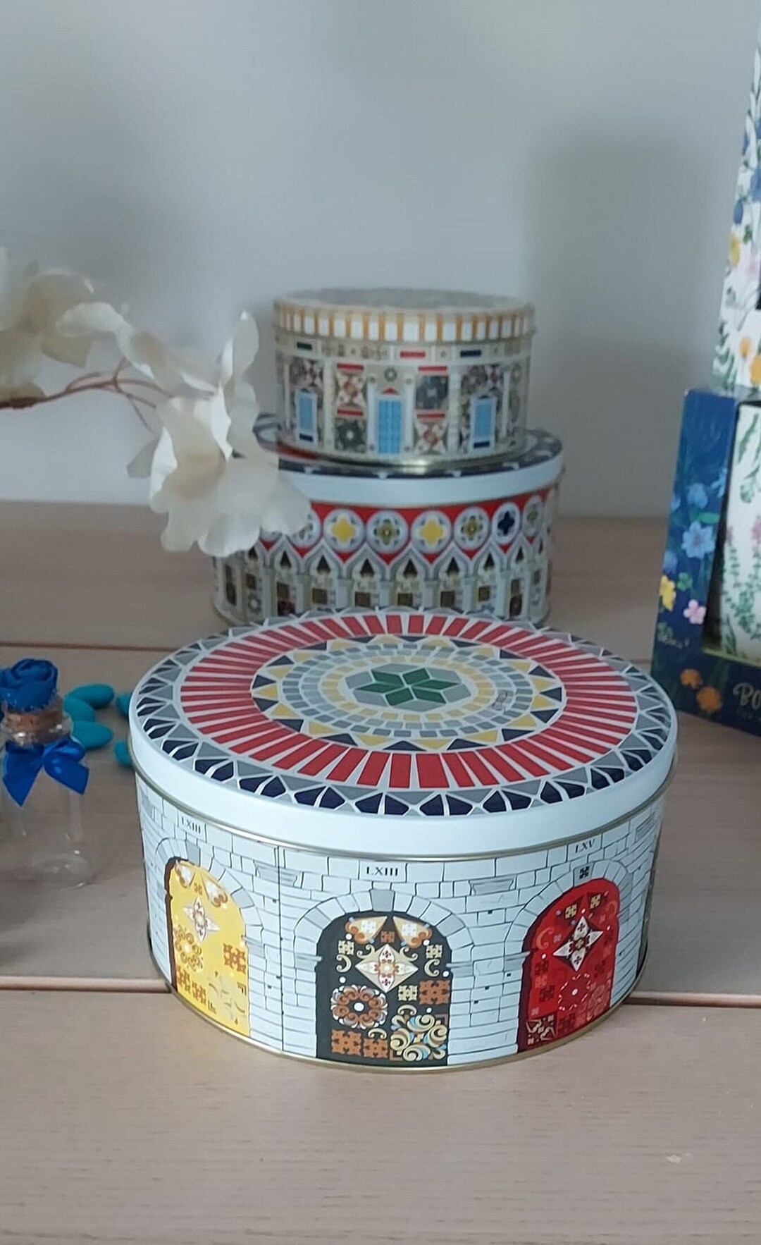 Set of 3 Round Boxes With Metal Lid - Etsy