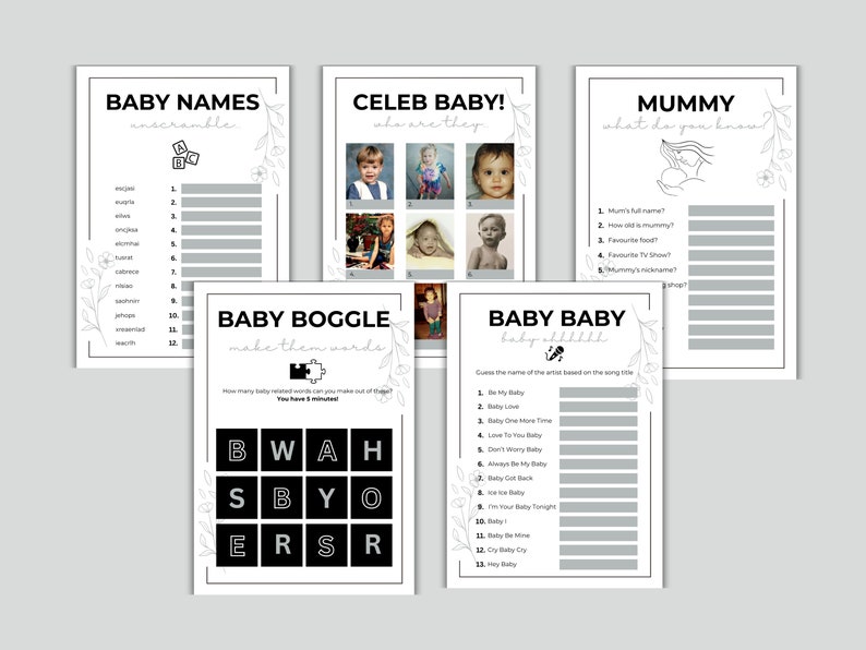 Baby Shower Games | Baby Shower Games | Baby Shower Trivia Template ...