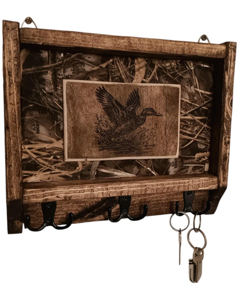 Key Holder Hooks Camo Mallard Duck Rustic Entryway Decor 6 Hooks - Etsy