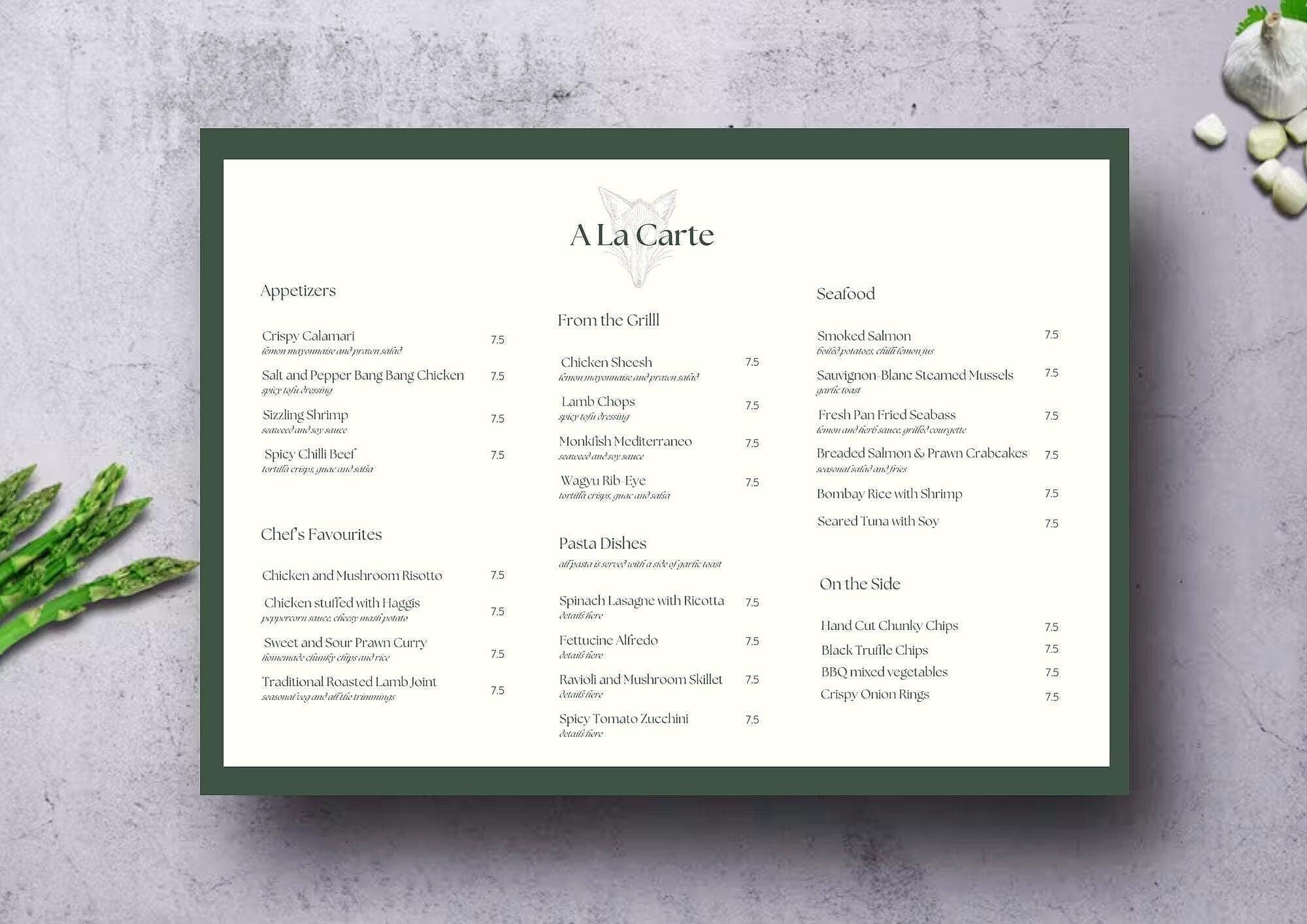 Classy & Traditional Restaurant Menu, A La Carte Menu, Michelin Star ...