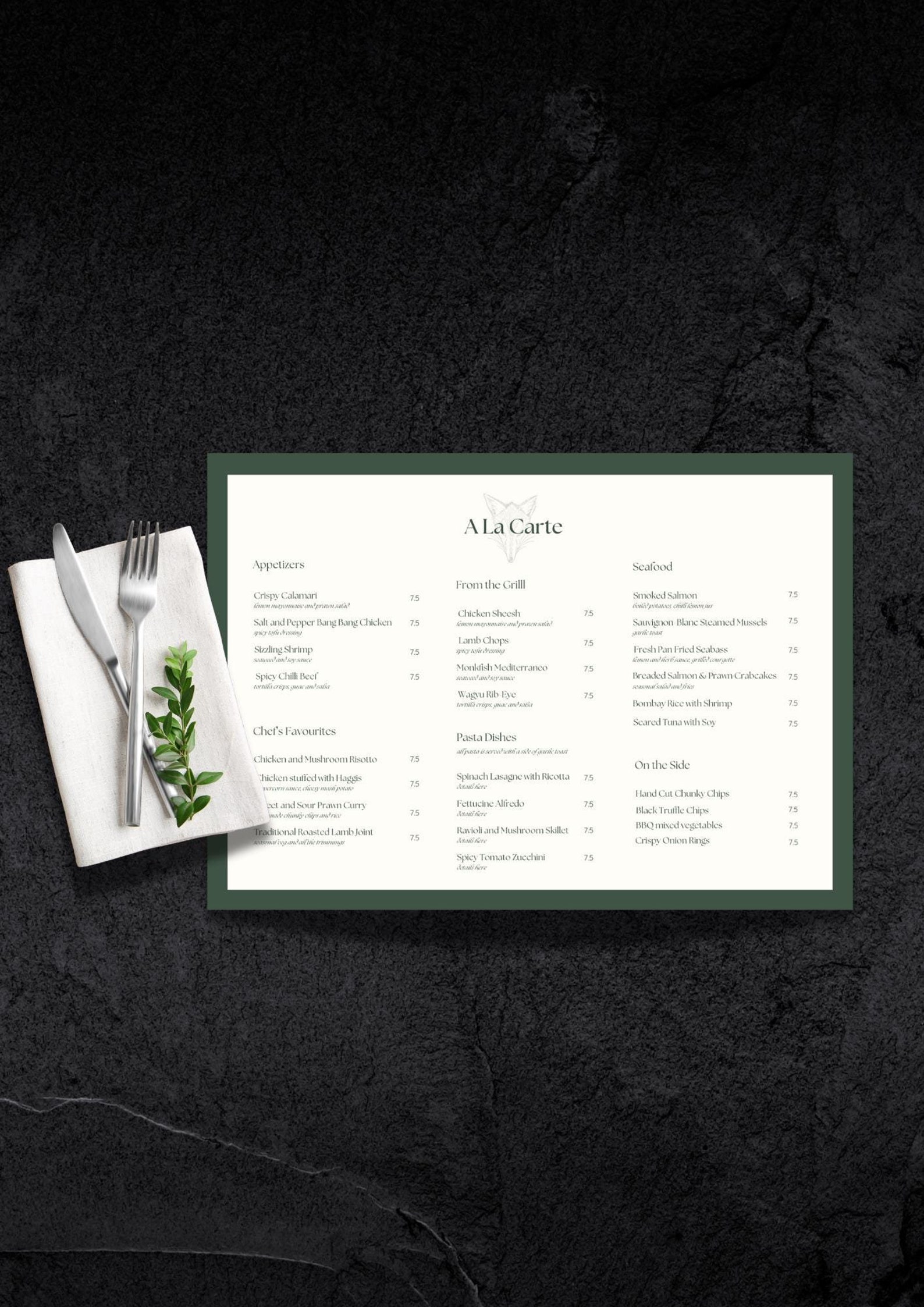Classy & Traditional Restaurant Menu, A La Carte Menu, Michelin Star ...