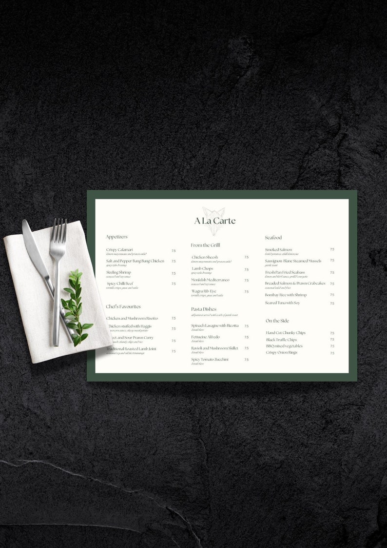 Classy & Traditional Restaurant Menu, A La Carte Menu, Michelin Star ...
