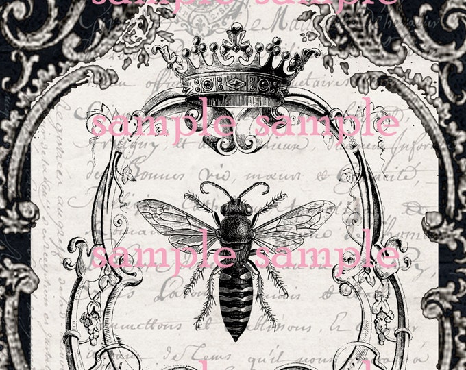Queen Bee Instant Digital Download Printable Bee Art Print Collage ...