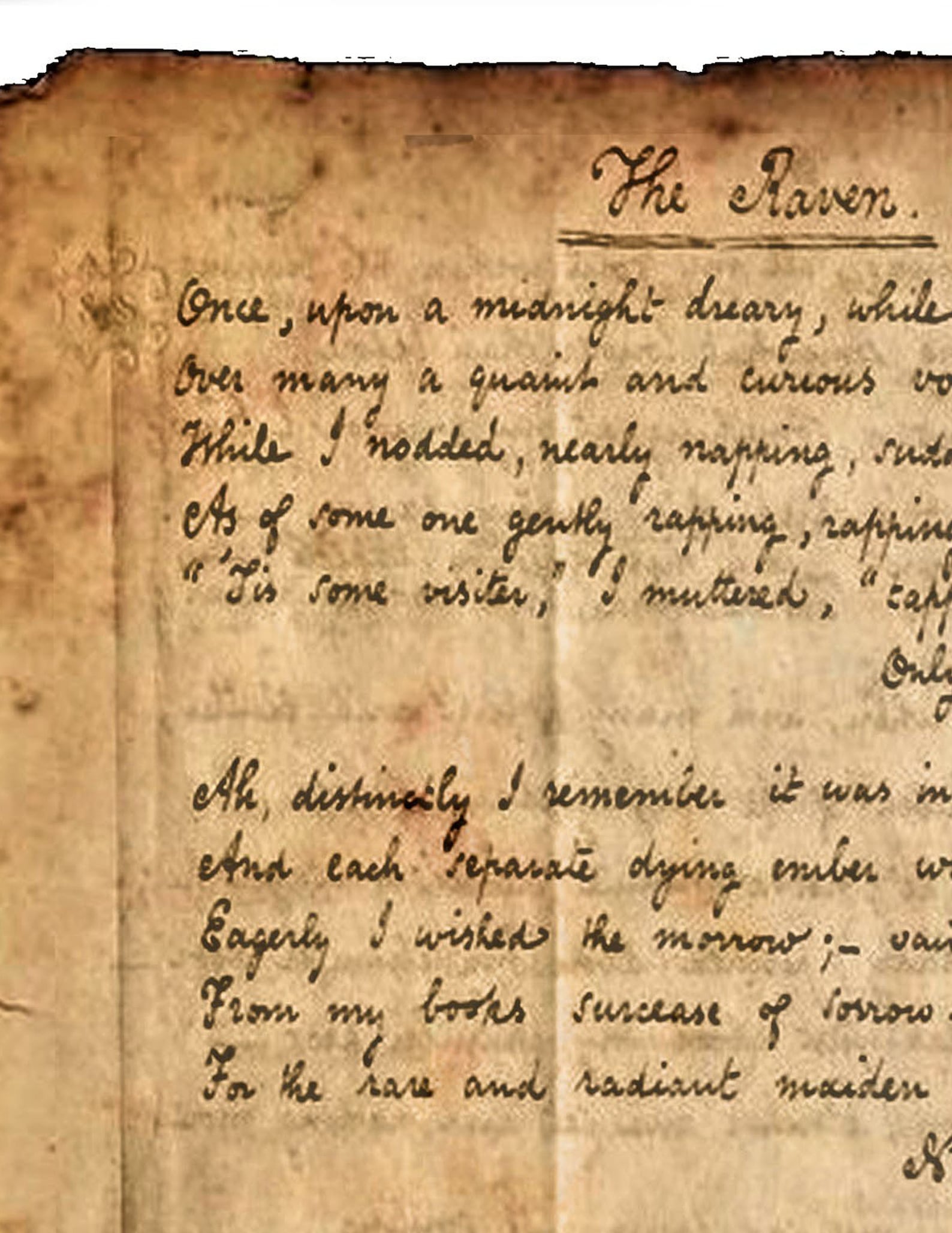 Printable THE RAVEN Handwritten by Edgar Allan Poe Signed Autographed ...